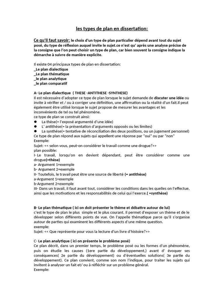 Types de plans en dissertation | PDF | Dialectique