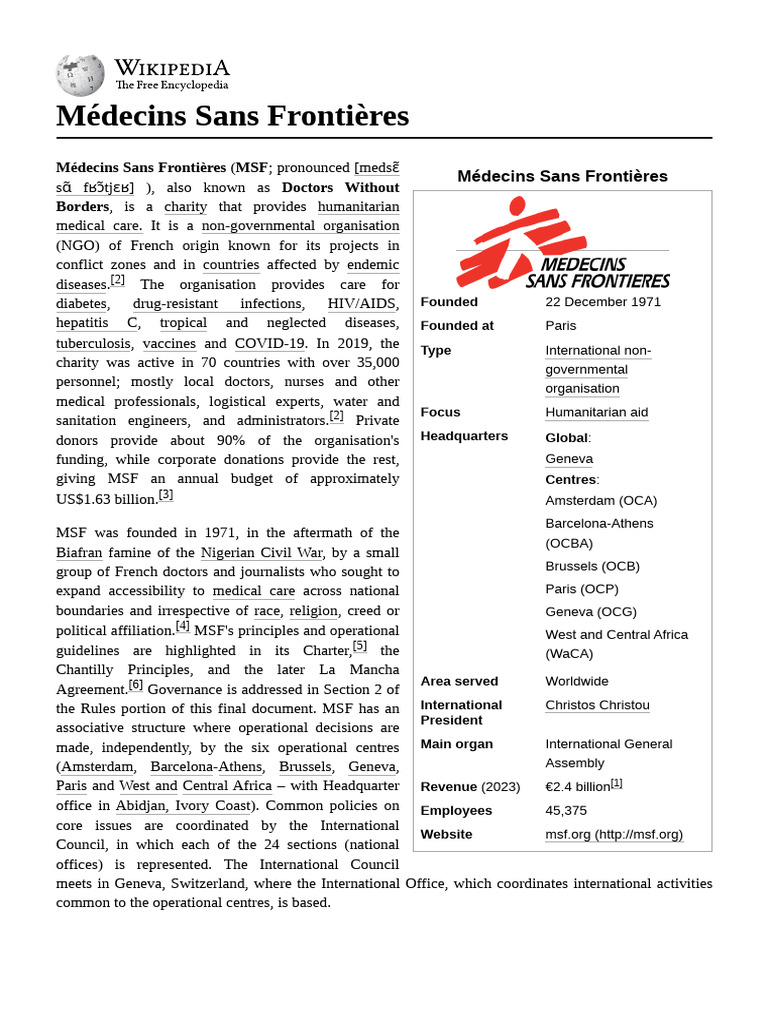 Médecins Sans Frontières | PDF | Médecins Sans Frontières | Malnutrition