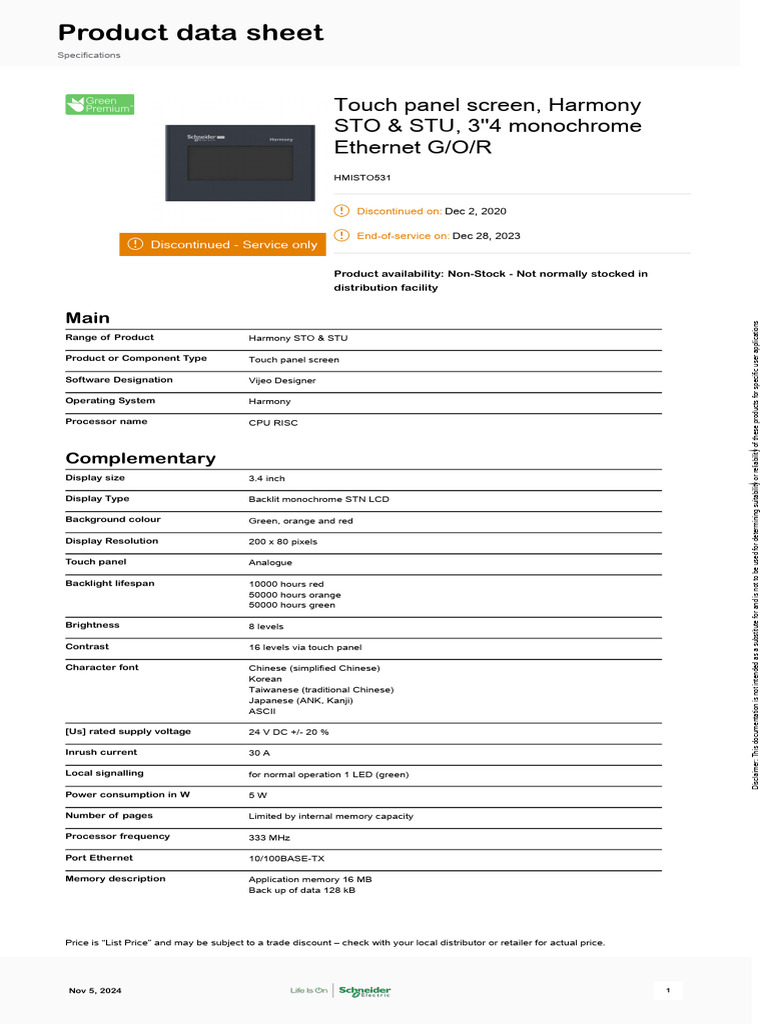 Schneider Electric - Harmony-STO-STU - HMISTO531 | PDF | Backlight ...