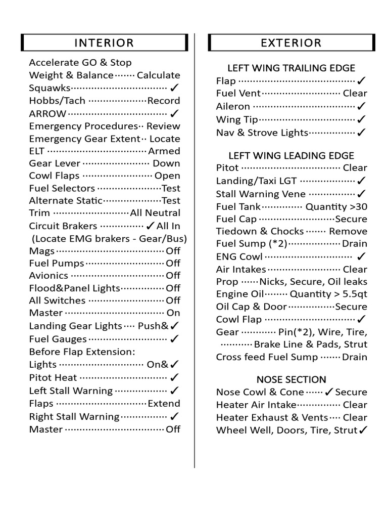 Pre-Flight and Flight Checklist Guide | PDF | Vehicle Technology | Vehicles
