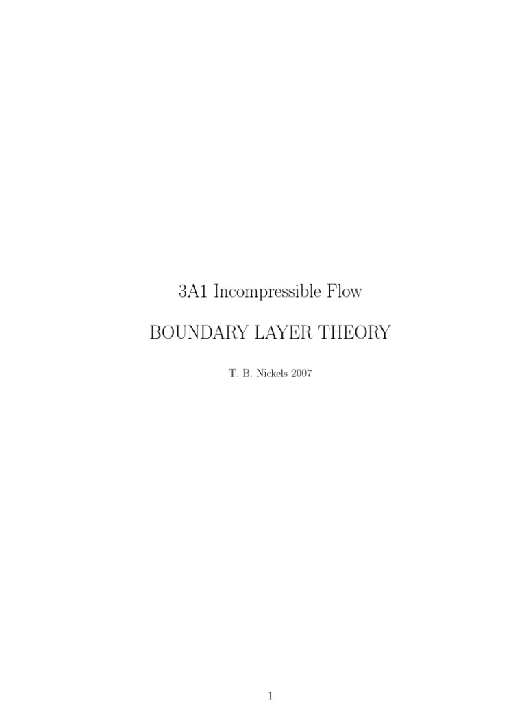 3a1 Boundary Layer Theory Pdf Boundary Layer Fluid Dynamics