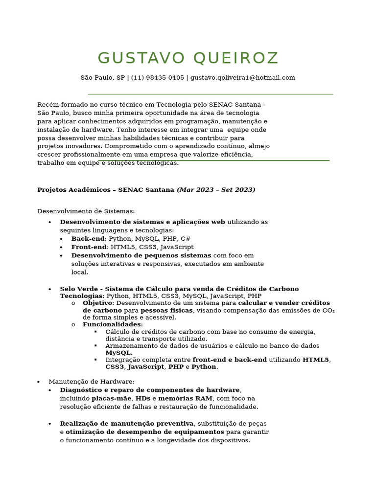 Currículo Básico de RH para ATS | PDF | Programas | Rede de computadores
