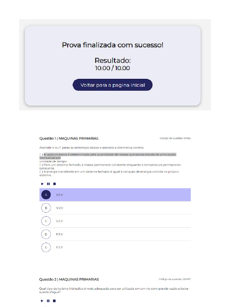 AV2 - MÁQUINAS PRIMÁRIAS - NOTA 10 | PDF