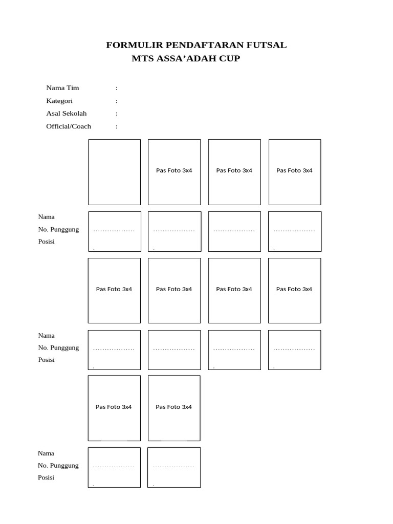 Formulir Pendaftaran MTS ASSA'ADAH | PDF