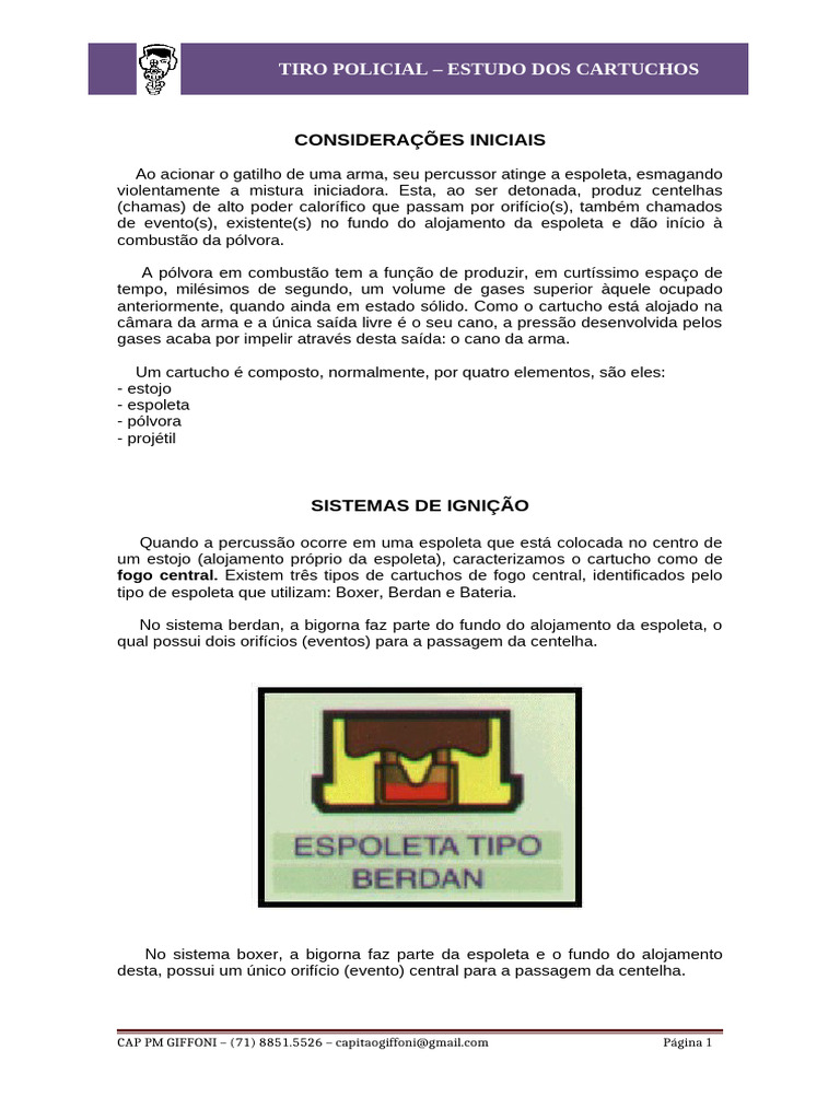 Espoletas Boxer e Berdan em Cartuchos | PDF | Projéteis | Cartucho ...