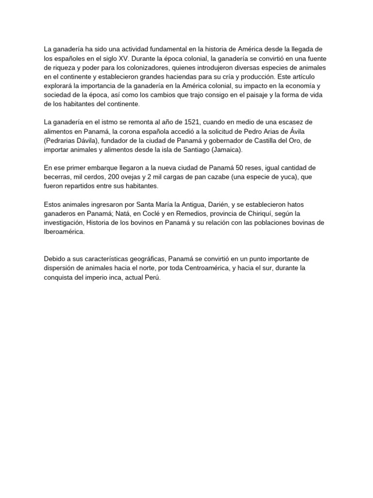 Importancia de la ganadería en América colonial | PDF