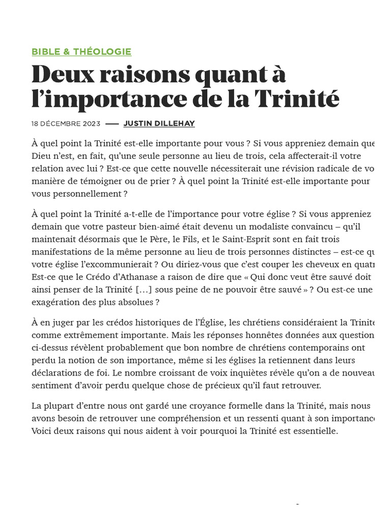 Deuxraisonsquantàl'ImportancedelaTrinité Evangile21 1733186622143 | PDF | Trinité | Dieu