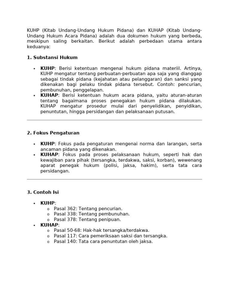 Apa Beda KUHP Dengan KUHAP | PDF
