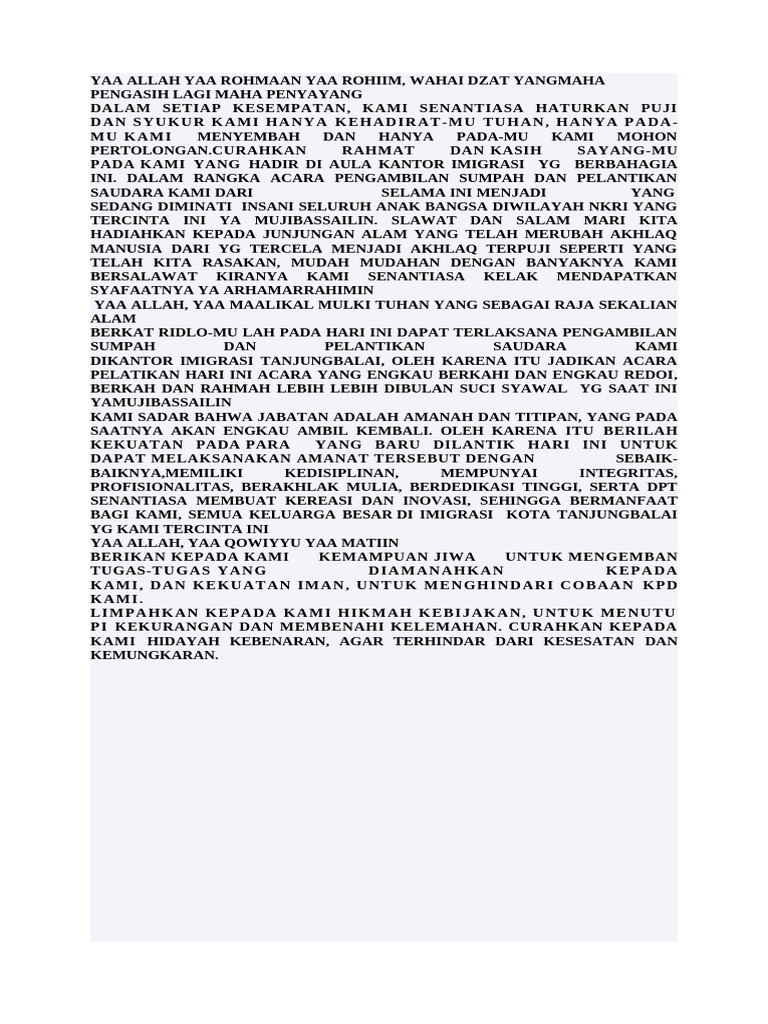 Doa Pelantikan KKP | PDF