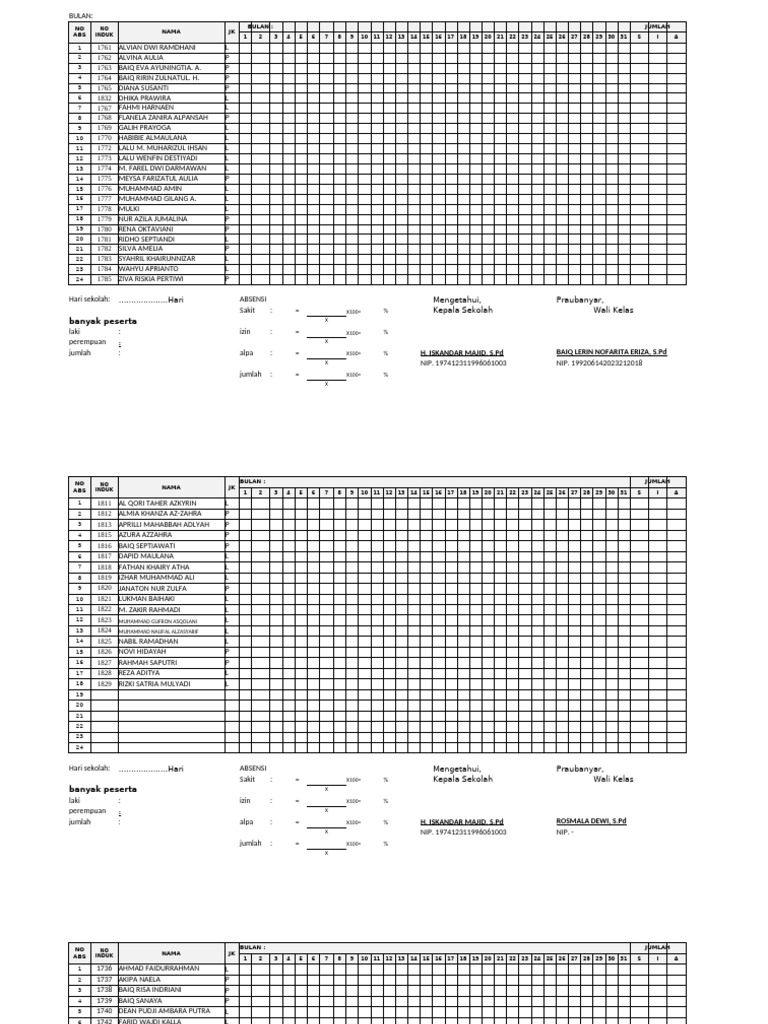 Copy of ABSEN BARU(1) | PDF
