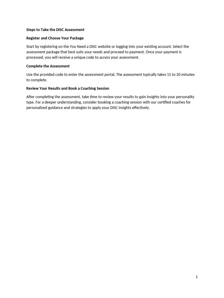 Steps To Take The DISC Assessment - Decompressed | PDF