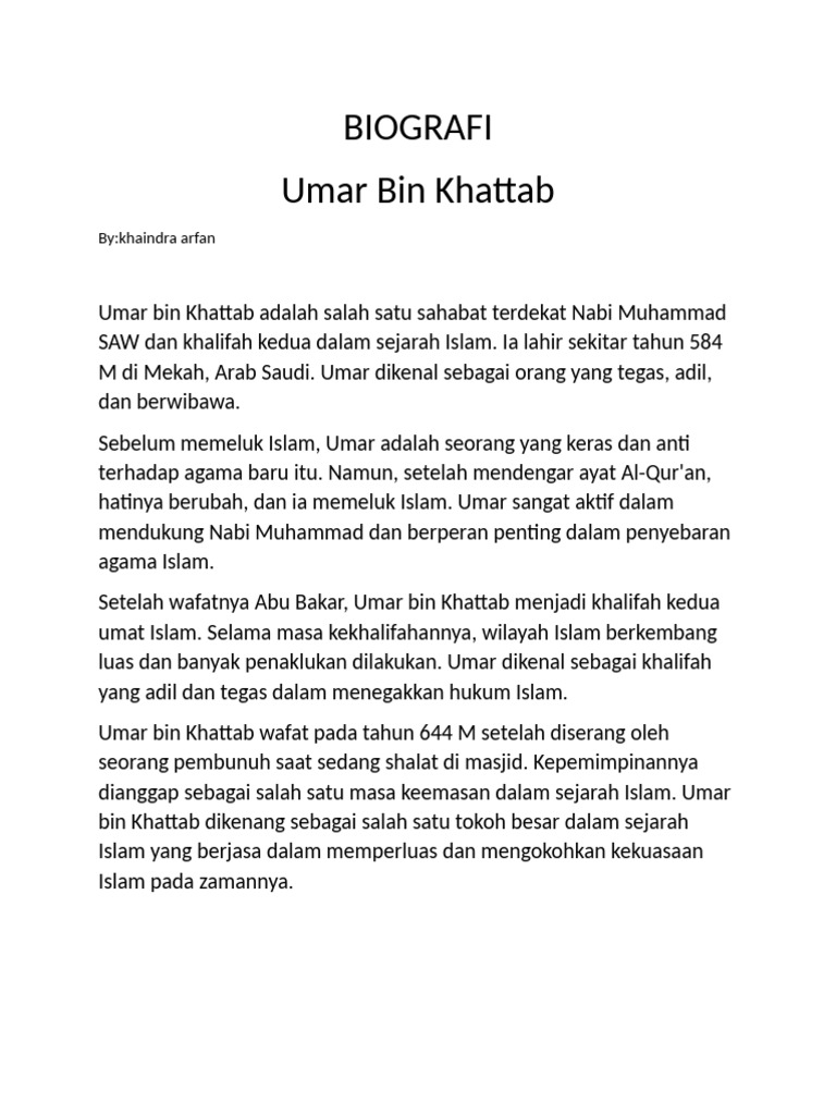 Biografi Umar Bin Khattab | PDF