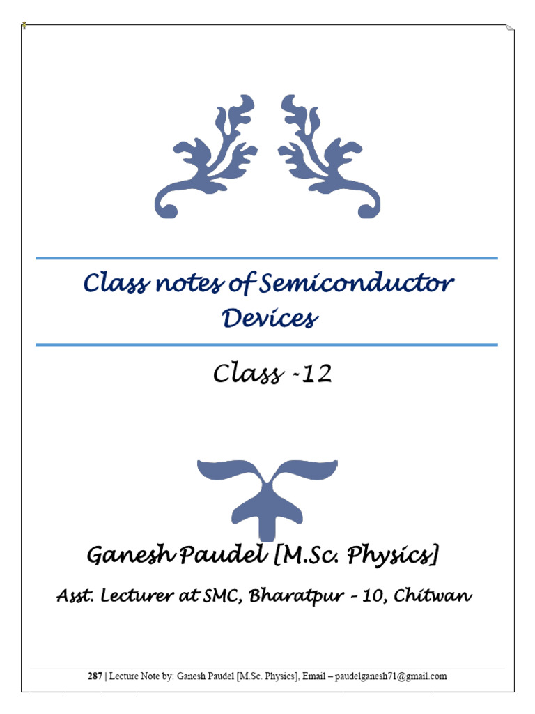 Class 12 Semiconductor Devices Notes | PDF | P–N Junction | Rectifier