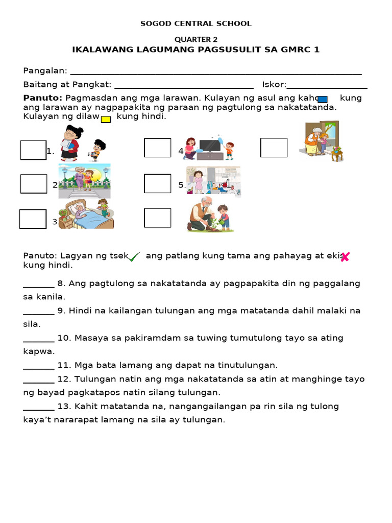 Q2 2nd SUMMATIVE TEST IN GMRC 1 2 | PDF