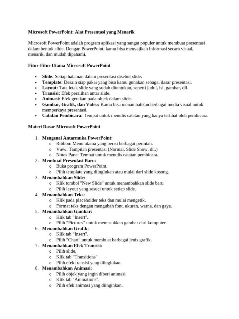 Panduan Lengkap Microsoft PowerPoint | PDF