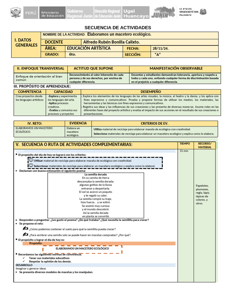 Secuencia de Activ. 28-11-24. E.A. | PDF | Creatividad | Pinturas