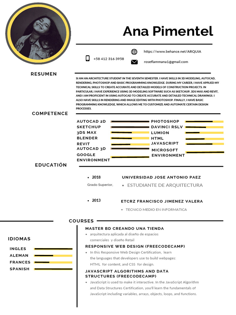 Curriculum Académico Negro y Dorado | PDF | Java Script | Web Design