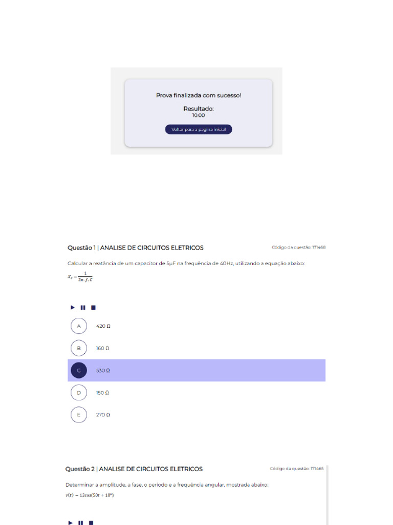 AV2 - ANÁLISE DE CIRCUITOS - NOTA 10 | PDF