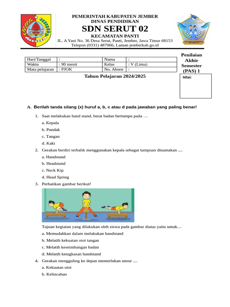 Soal SAS PJOK Kelas 5 | PDF