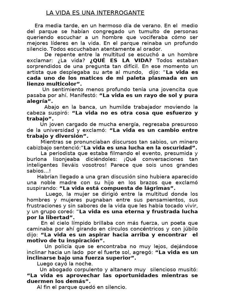 La vida como interrogante profunda | PDF