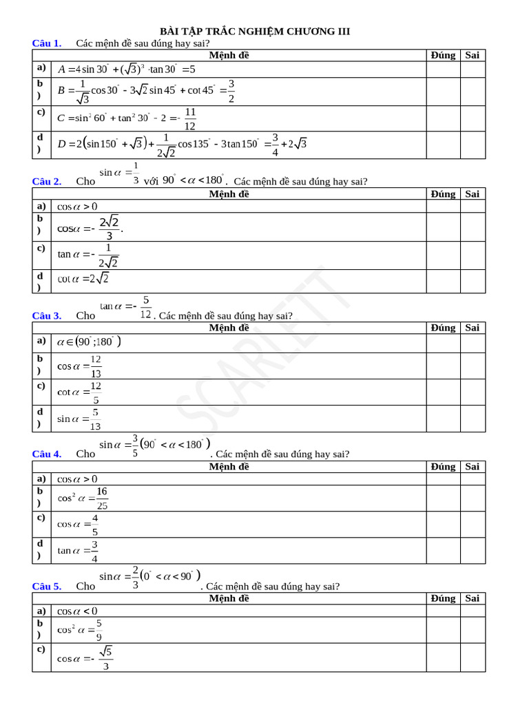 BÀI TẬP TRẮC NGHIỆM CHƯƠNG III-KNTT-K10 | PDF
