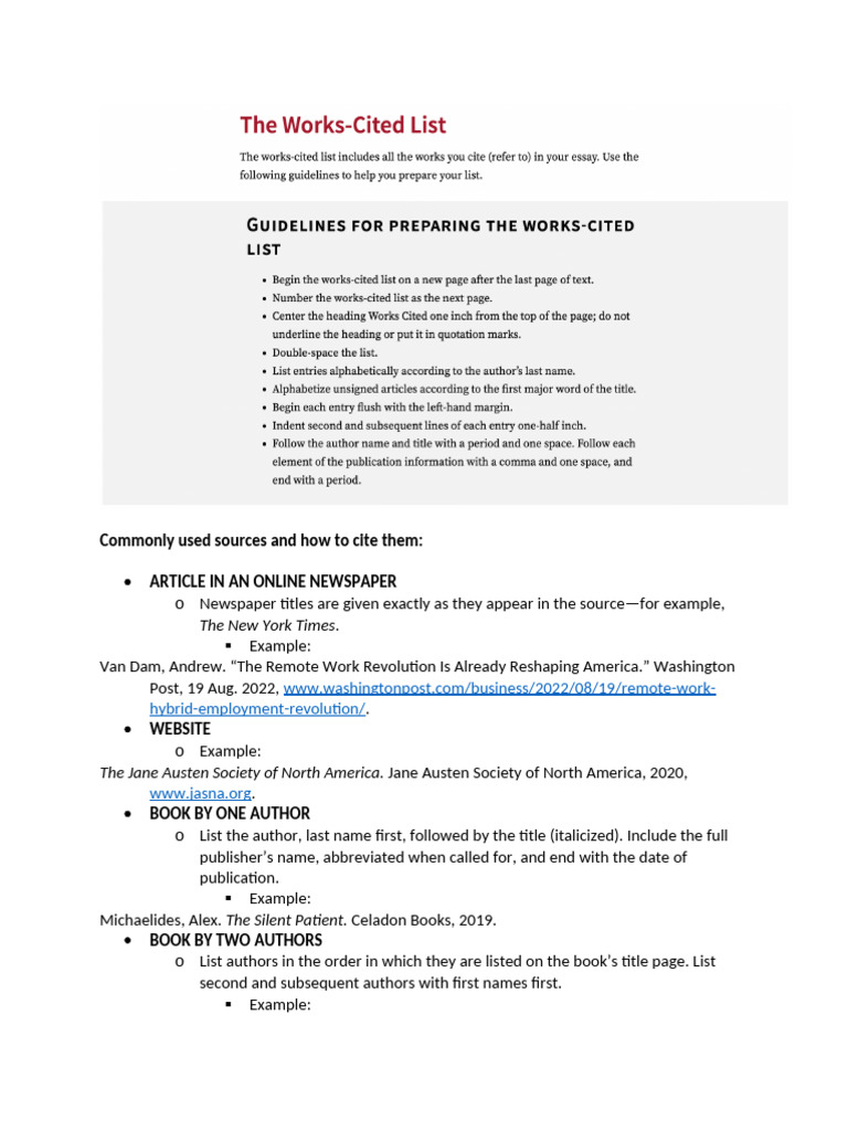 MLA Works Cited | PDF