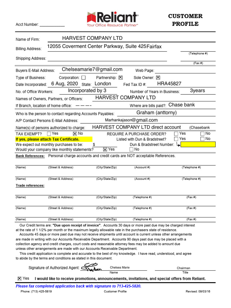 Customer Profile Sample 2 | PDF | Receipt | Business