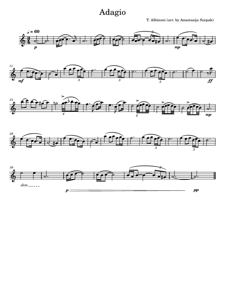 Albinoni Adagio Violin | PDF