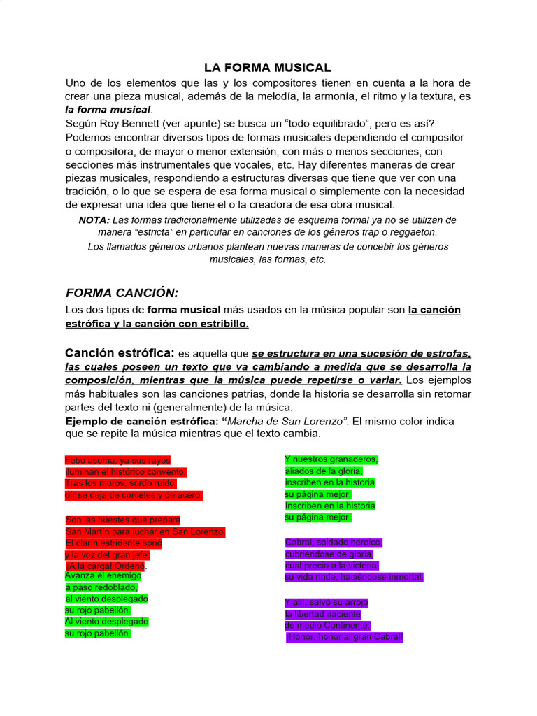 Tipos de Forma Musical en Composición | PDF | Canciones | Formas musicales
