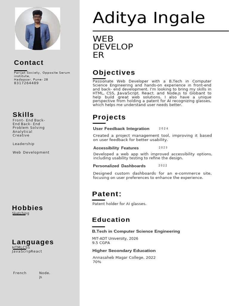 Aspiring Web Developer Profile | PDF