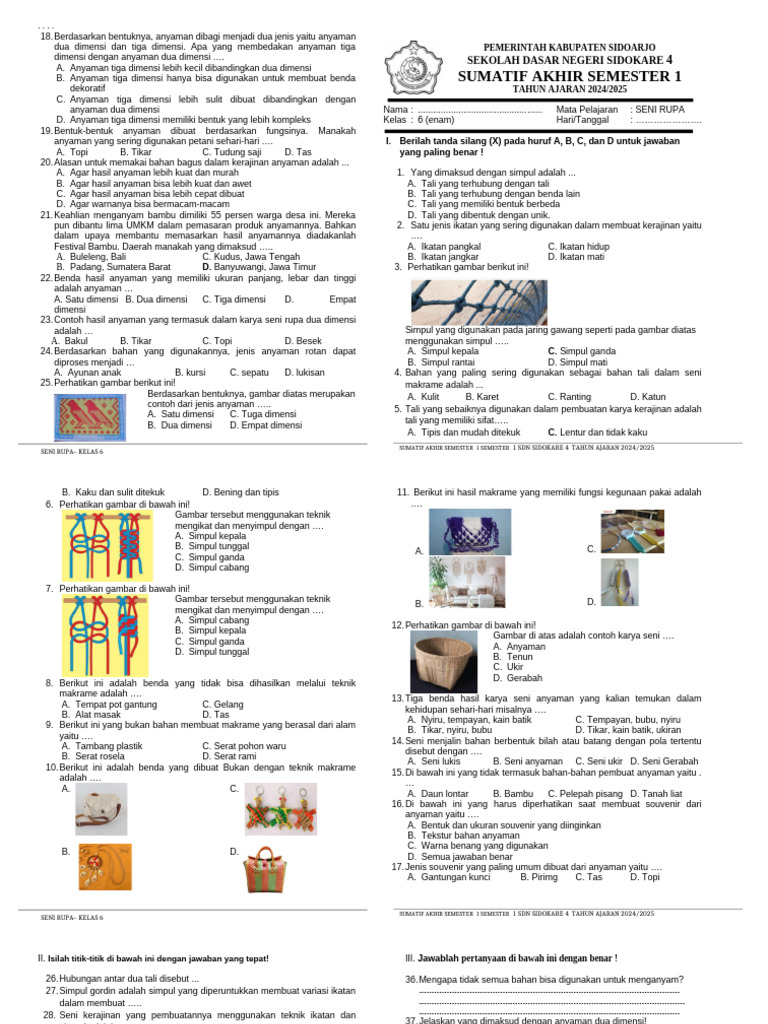 SAS 1 SENI RUPA kls 6 | PDF