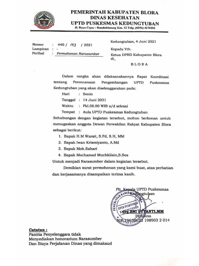 Undangan Permohonan Narasumber | PDF