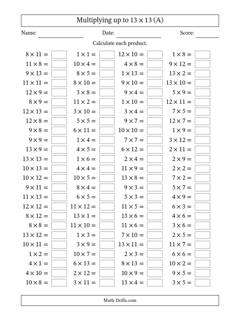 Multiplication Facts 0113 0113 0 All.1669768070 | PDF | Arithmetic