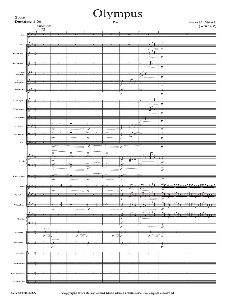 Olympus Music Score Part 1 | PDF | Woodwind Instruments | Musical ...