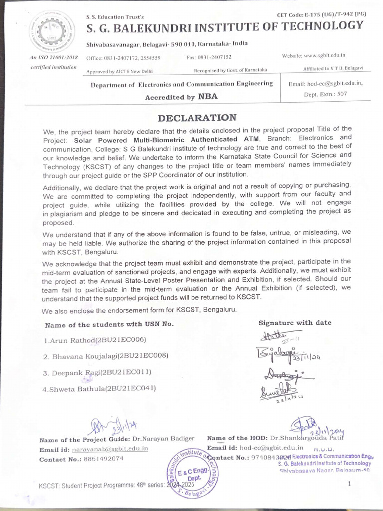 02_Solar powered Multi-biometric Authenticated ATM_declaration ...