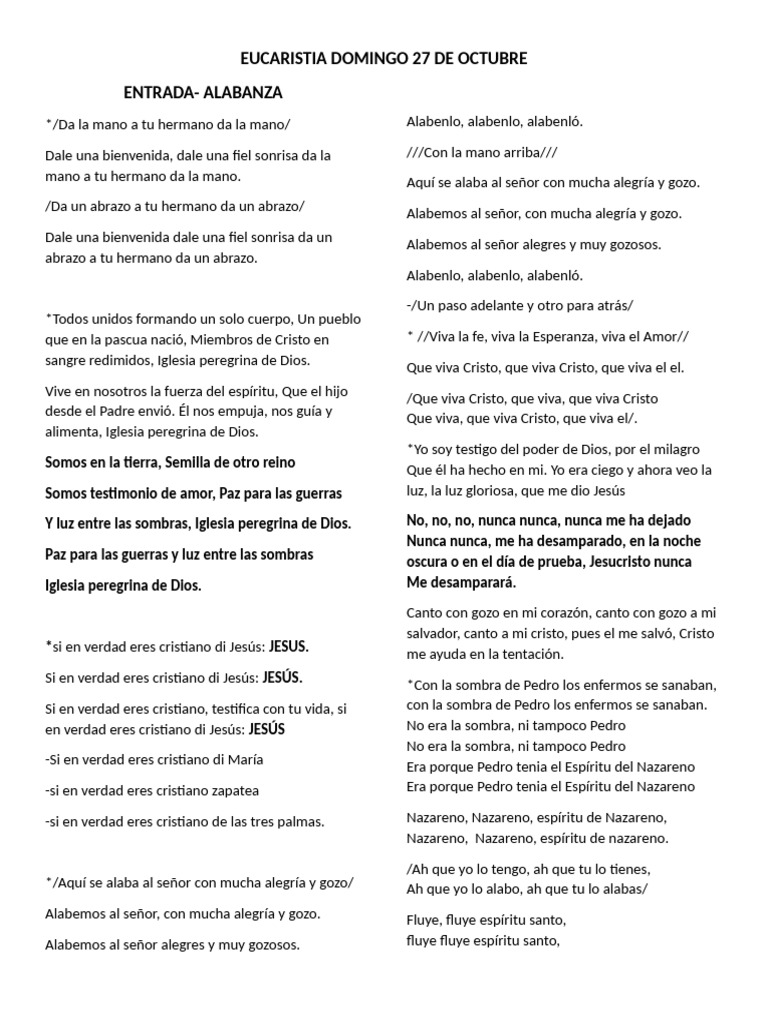 Cantos para Eucaristia Esquema Completo | PDF | eucaristía | Cristo (título)