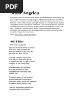 Maya Angelou's "Still I Rise" Poem Analysis | PDF