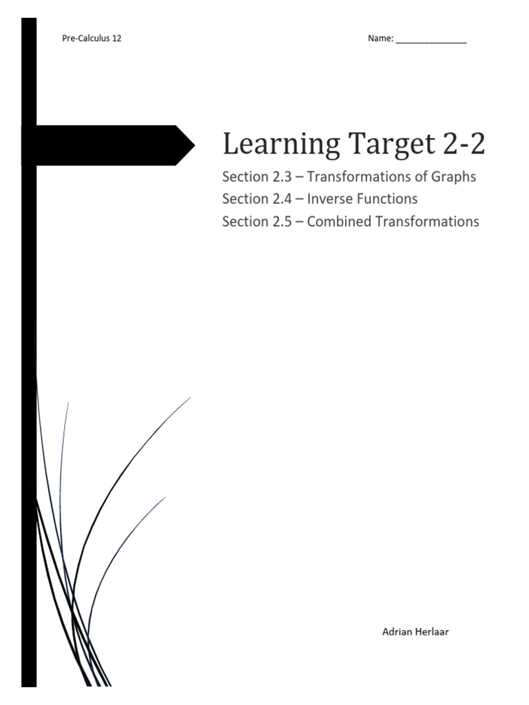 Learning Target 2-2 - Transformations - Workbook | PDF | Function ...