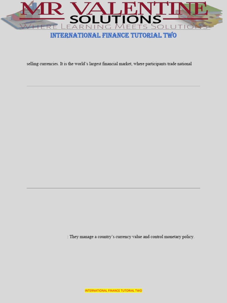 Solved Tutorial Two International Finance Mrvalentine | PDF | Foreign Exchange Market | Arbitrage
