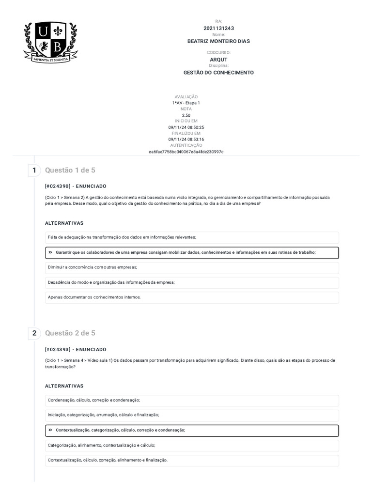 UNIBRA - Ensino Digital | PDF | Gestão do conhecimento | Informação
