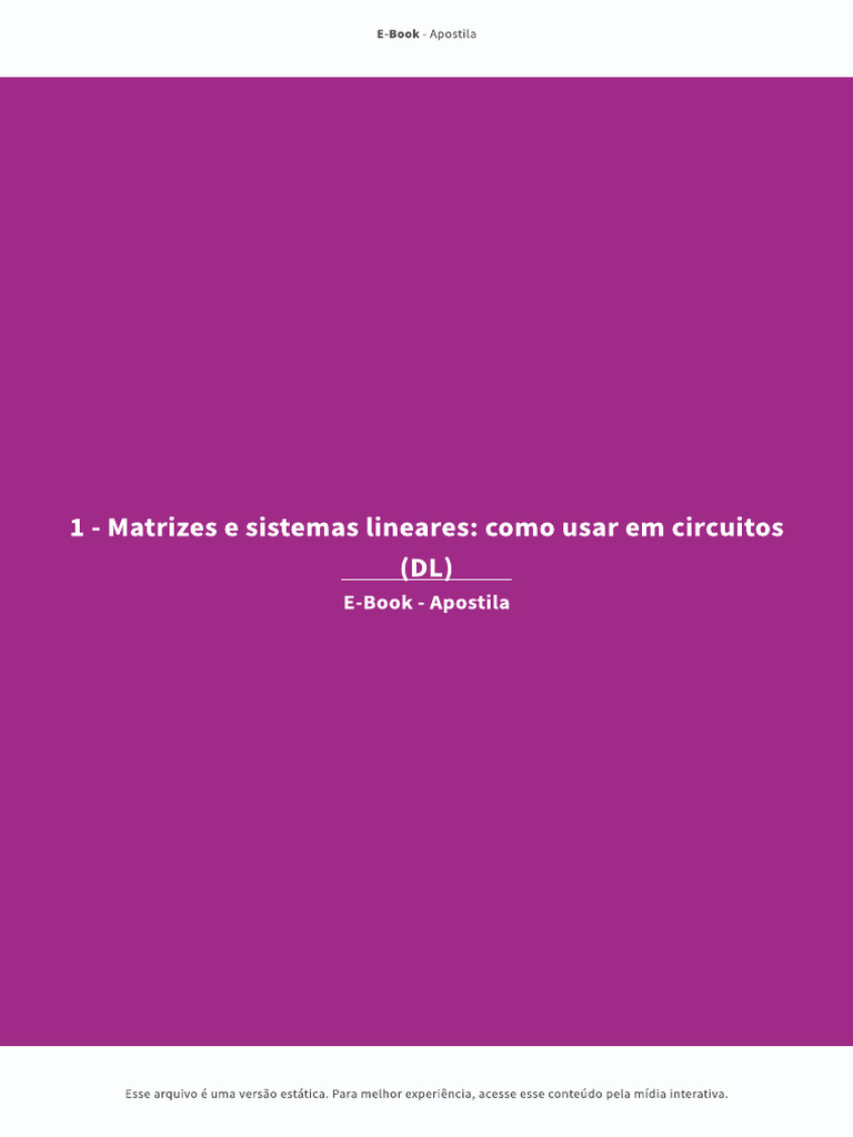 01-Matrizes e sistemas lineares como usar em circuitos | PDF