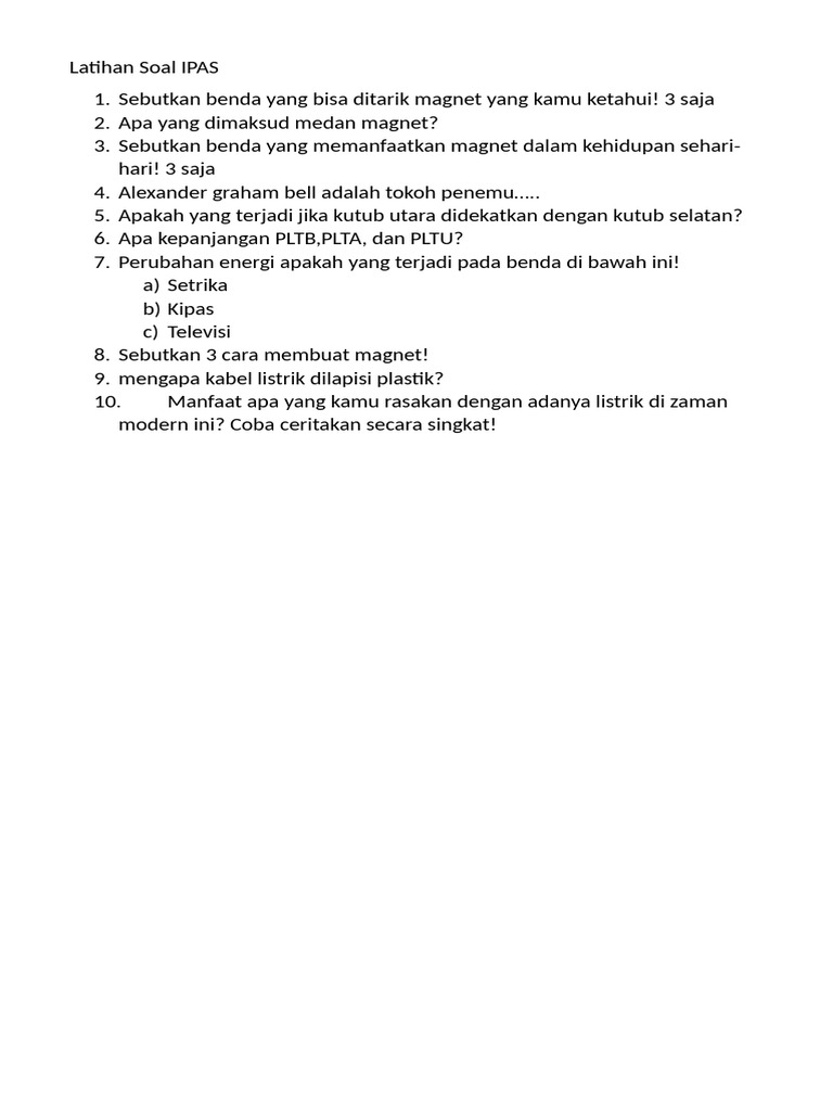 Latihan Soal IPAS | PDF