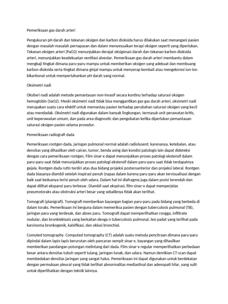 Pemeriksaan gas darah arteri | PDF
