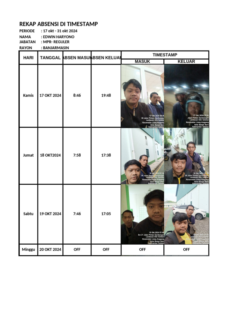 Absen MPR Reguler TGL 17 Okt - 31 Okt 2024 | PDF