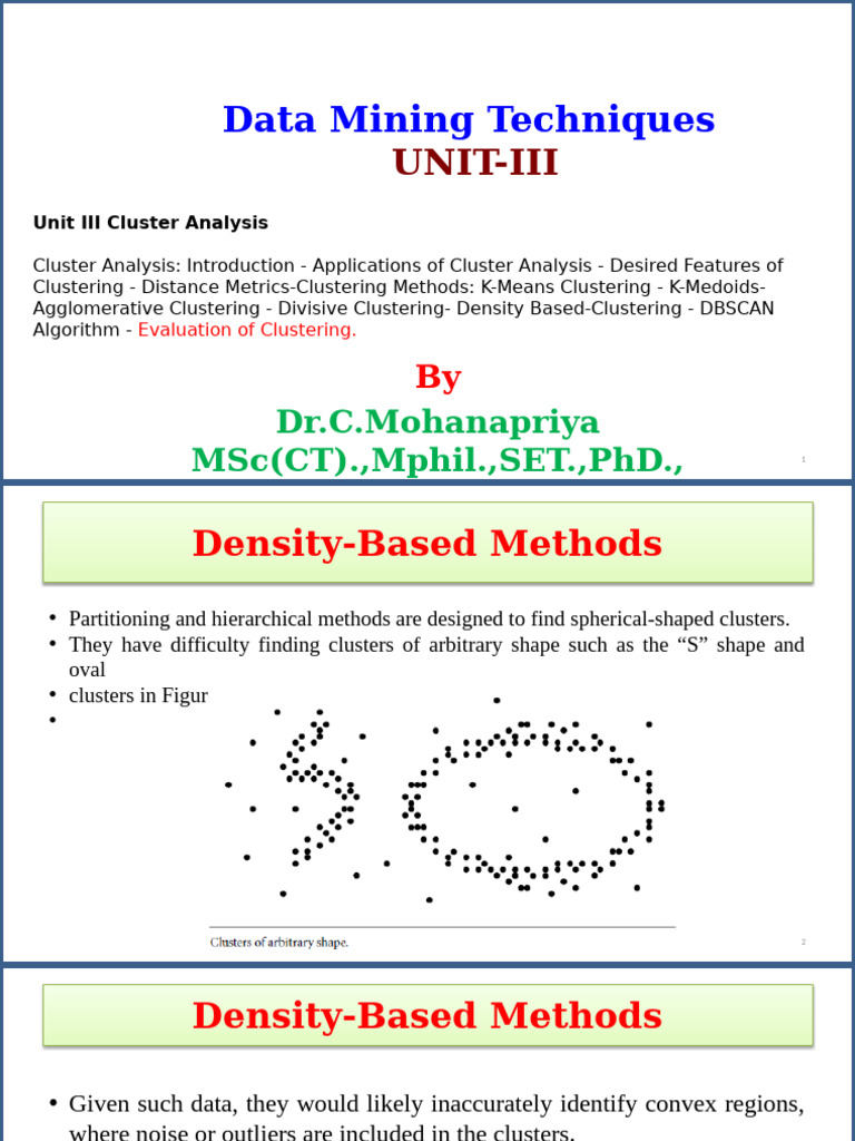 Density Based Clustering Pdf Cluster Analysis Artificial Intelligence