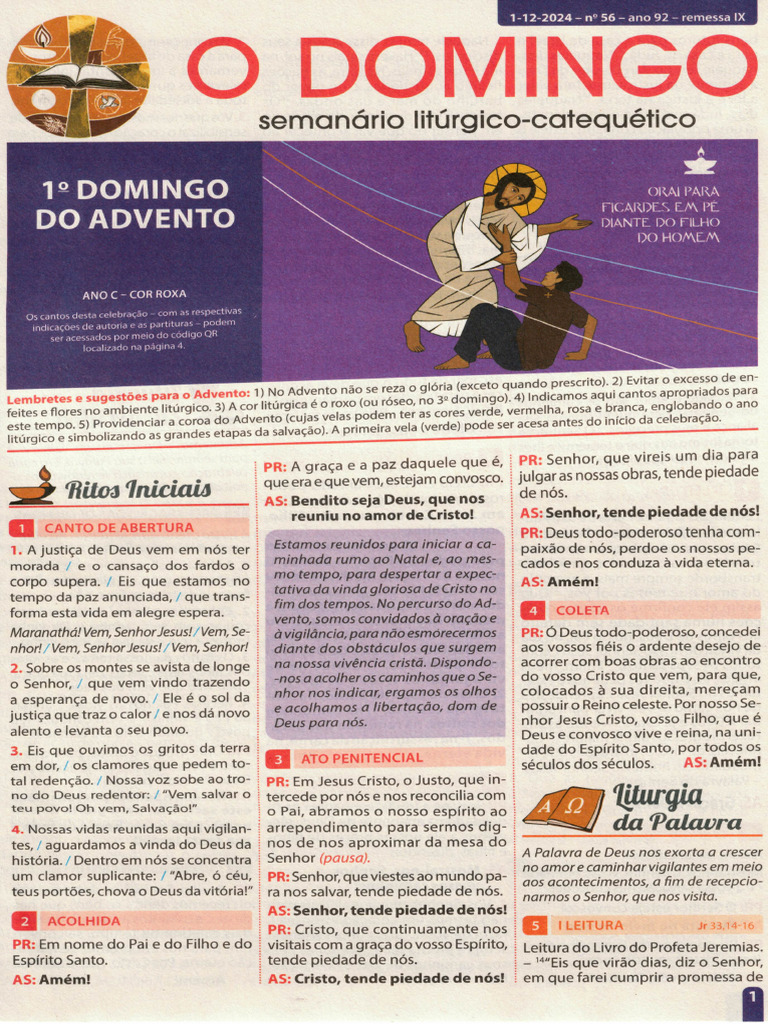 Folheto - 01-12-24 - 1º Domingo Do Advento | PDF