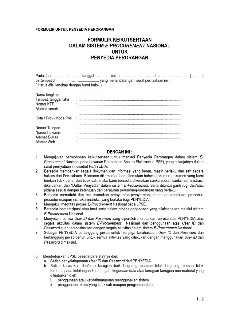 Formulir Keikutsertaan | PDF