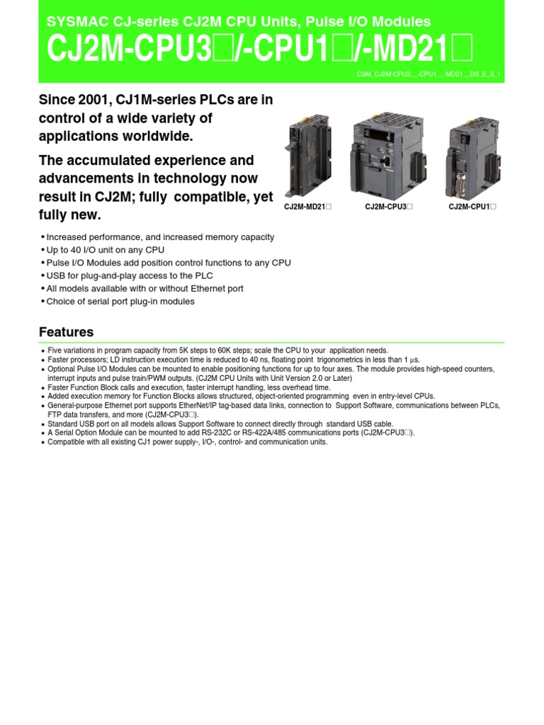 CJ2M | Download Free PDF | Programmable Logic Controller | Computer ...