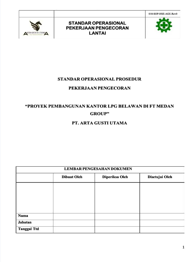 PDF Tryrev Sop Pengecoran | PDF