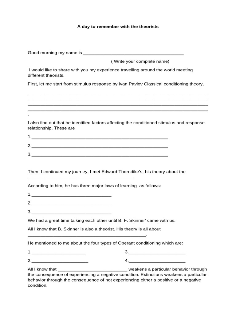 Journey with Famous Theorists | PDF | Behavioural Sciences | Behavior Modification